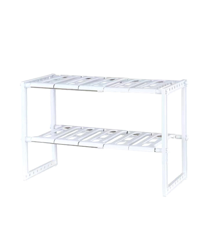 2-Tier Under Sink Expandable Adjustable Shelves Solid Plastic Frame for ...
