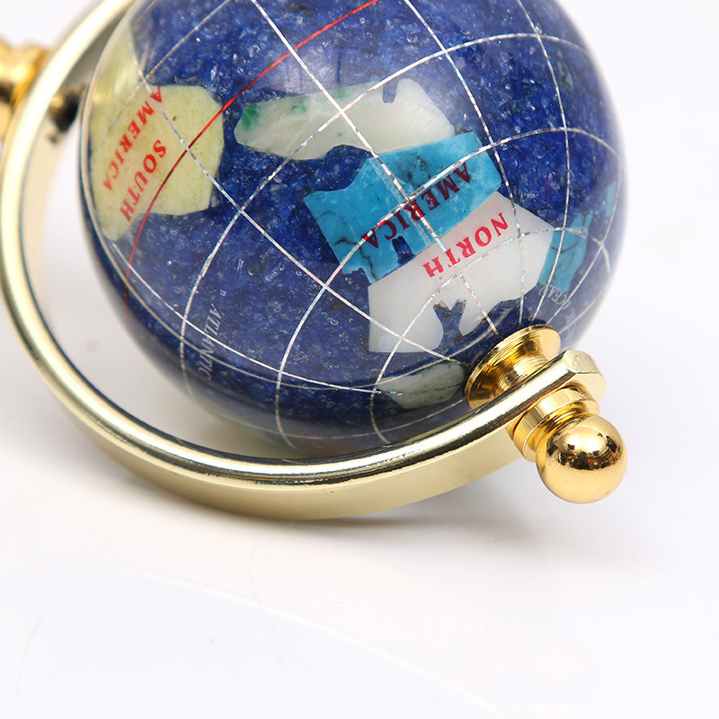 Dipper 50mm Blue Colour Gemstone Globe , Sapphire Blue World Globe ...