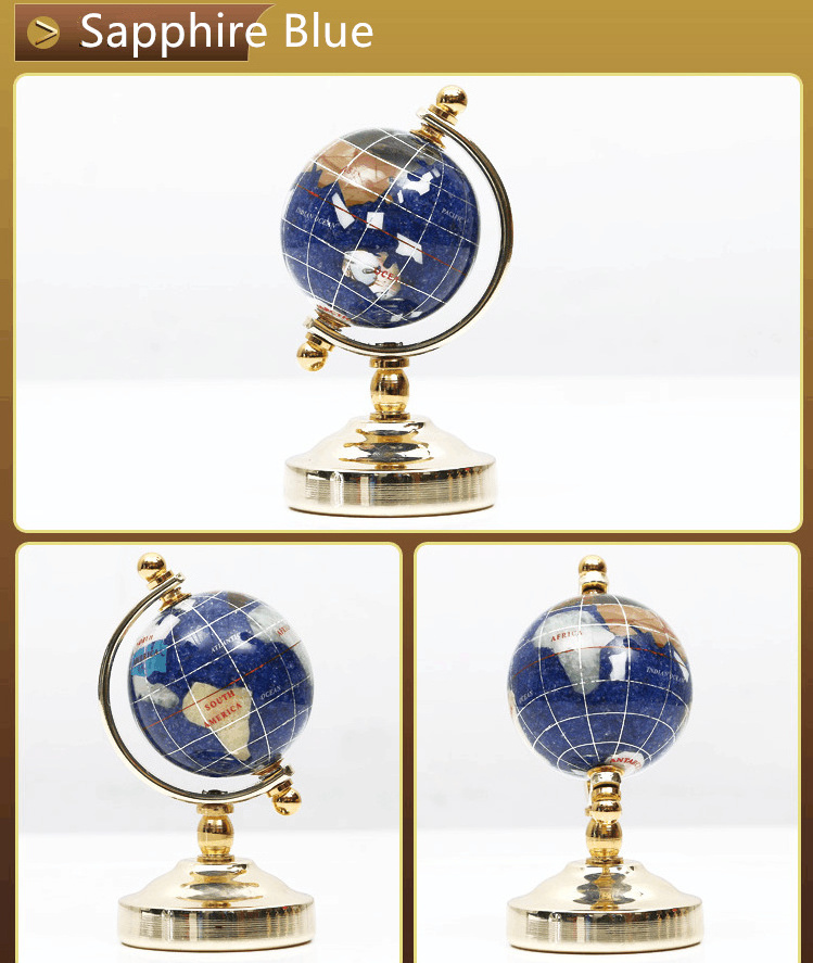Dipper 50mm Blue Colour Gemstone Globe , Sapphire Blue World Globe ...