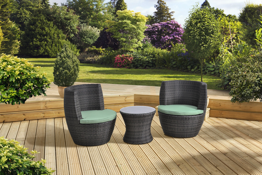 Rattan Furniture 2 Seater Bistro Set 2 Chairs and Coffee table Egg Chair BestSuppliers