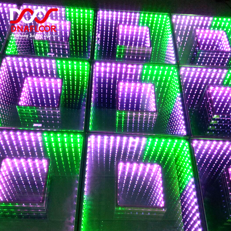 Night club bar 3d glass 8x8 infinite infinity mirror led dance floor ...