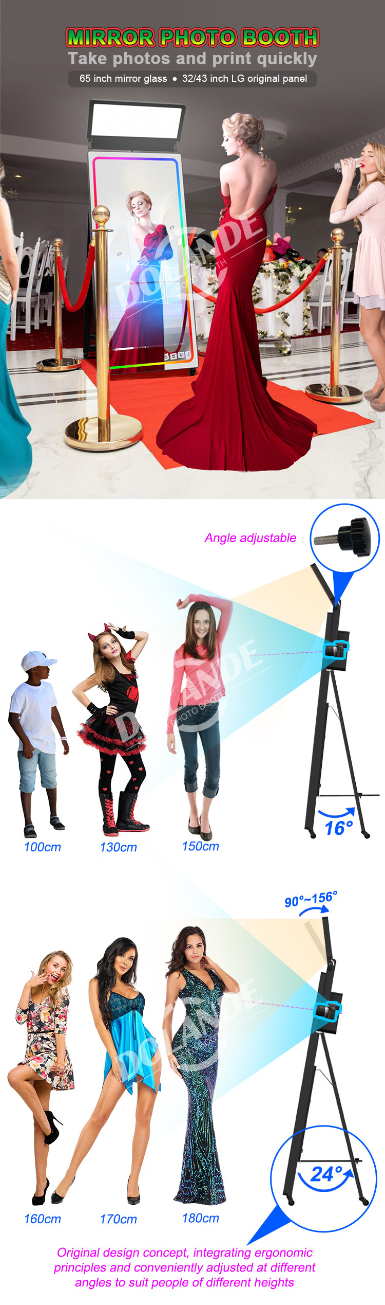 Magic Mirror Photo Booth 40inch Foldable Machine Self Service Mirror ...