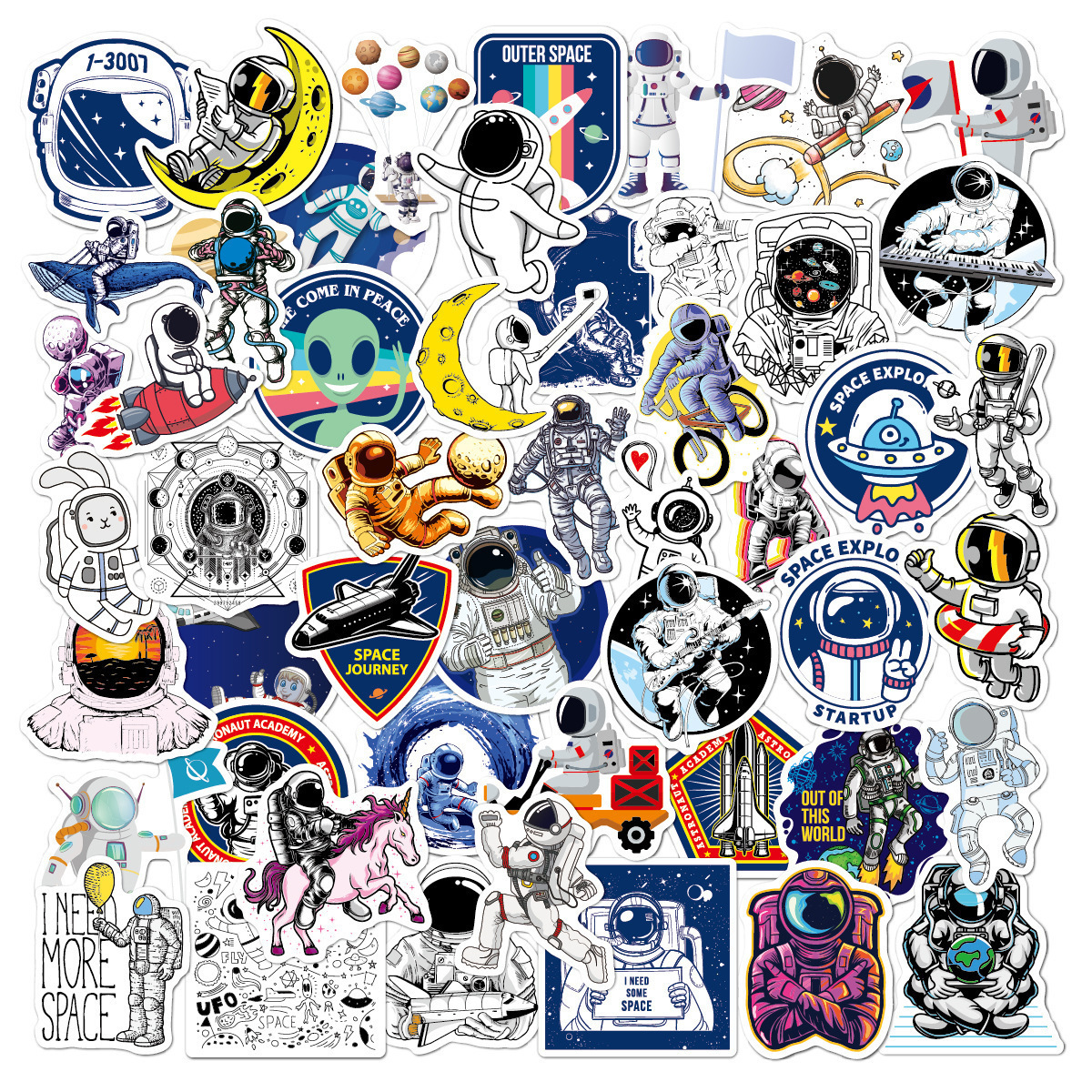 Nasa100 astronaut space station cartoon sticker lunar rocket space ...