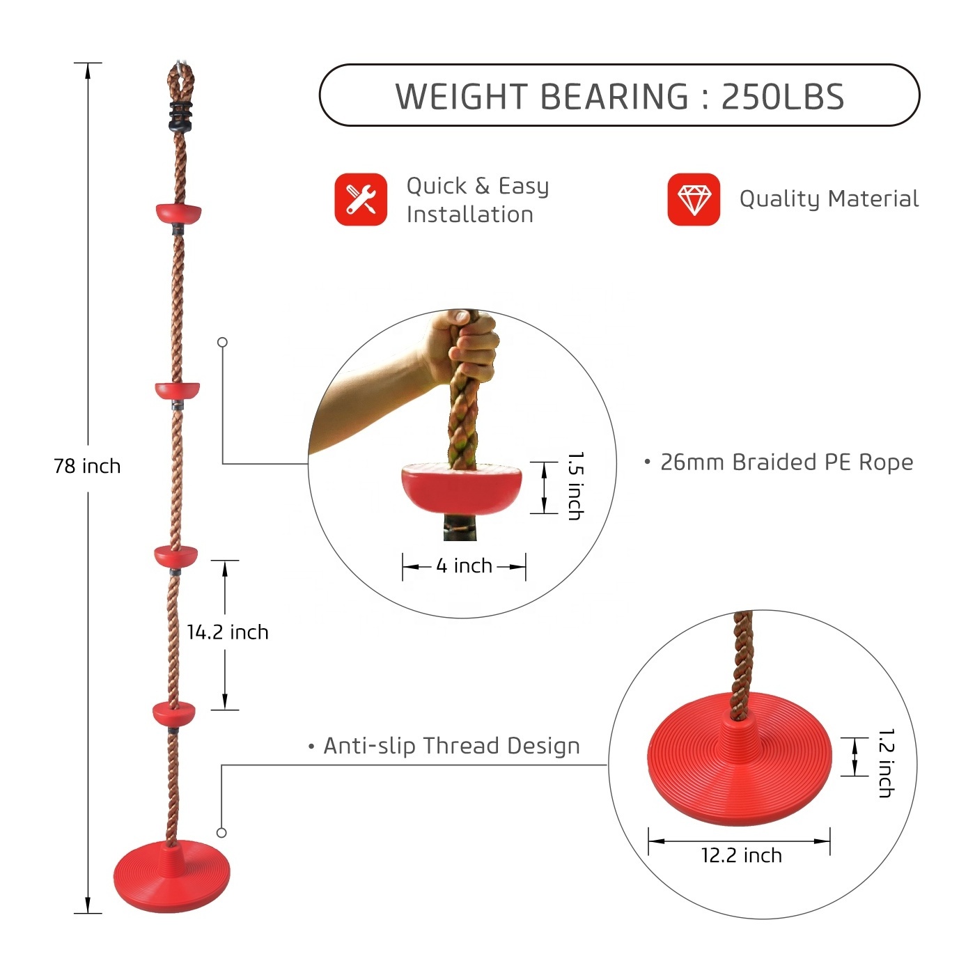 Kids outdoor Therapy Swing Sensory Suspended Swing For Vertical ...