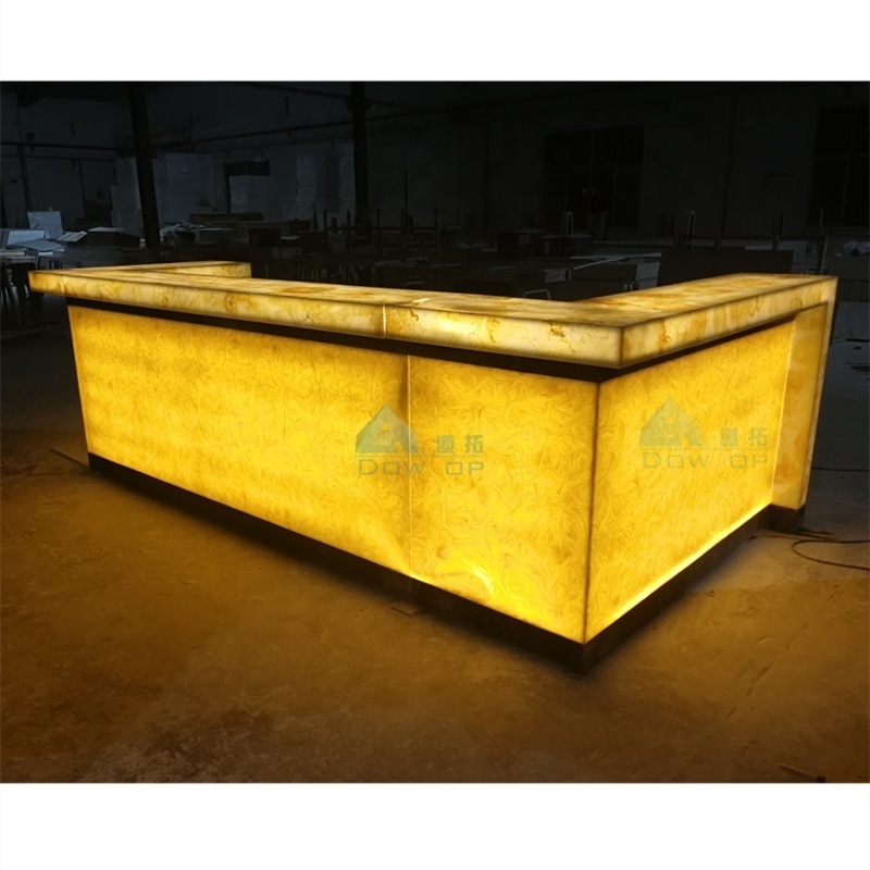 Modern Style U Shape Marble Stone Coffee Shop LED Cafe Commercial ...