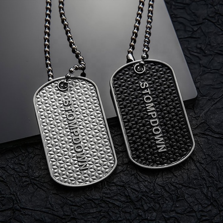 Custom enamel embossed Dog Tags stainless steel Mens Necklace qr code ...
