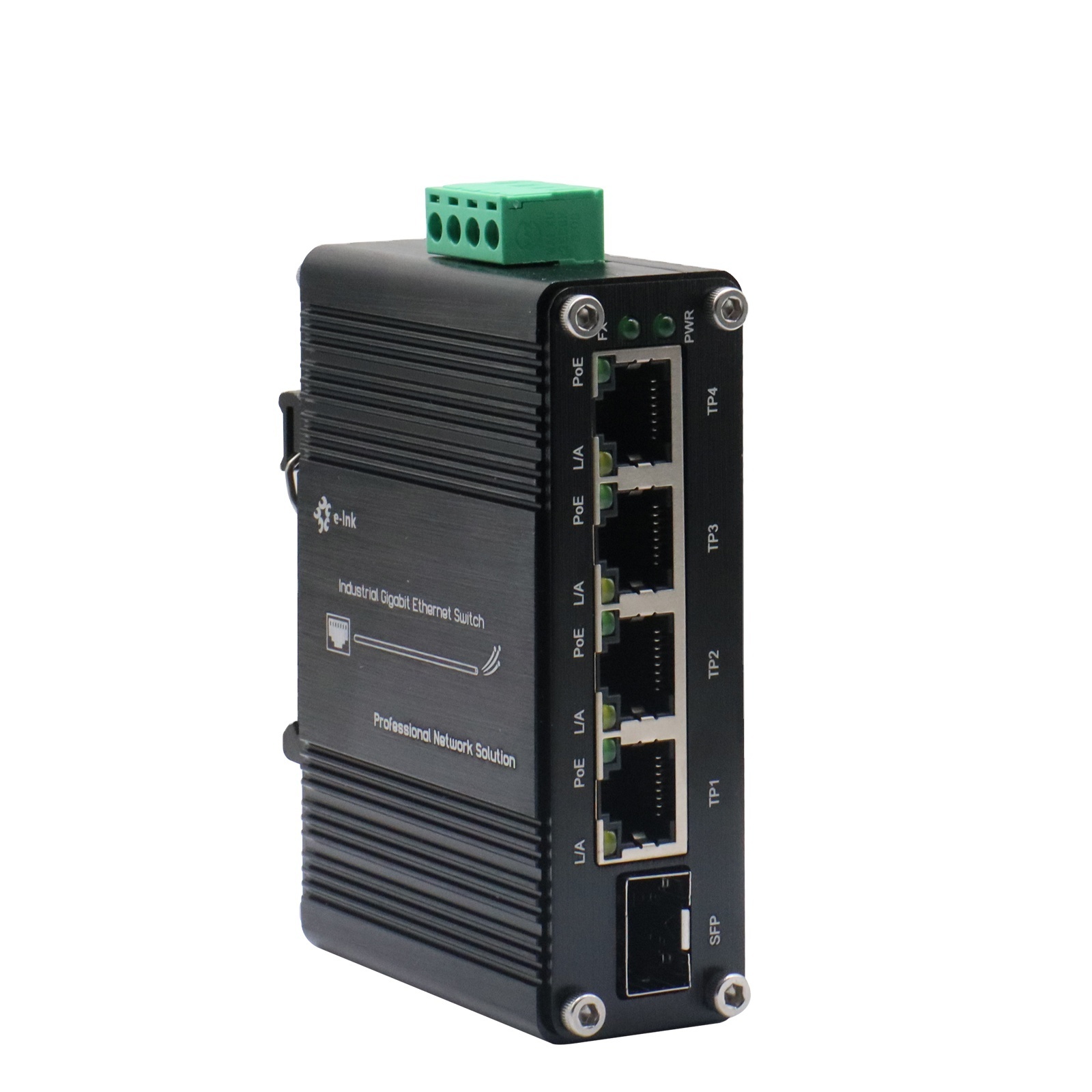 Outdoor Din Rail PoE Switch 4 port 10/100/1000T 802.3at To 1 Port 100/1000X SFP mini 5 ports ...