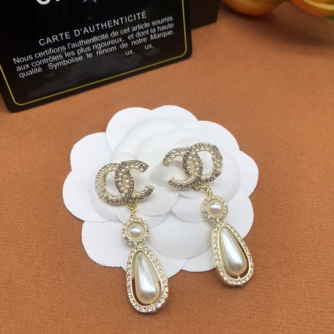 Famous Luxury Personalized Popular Fashion Brands Designer Stainless Steel Jewelry cc Earrings Golden Silver Earrings For Women BestSuppliers
