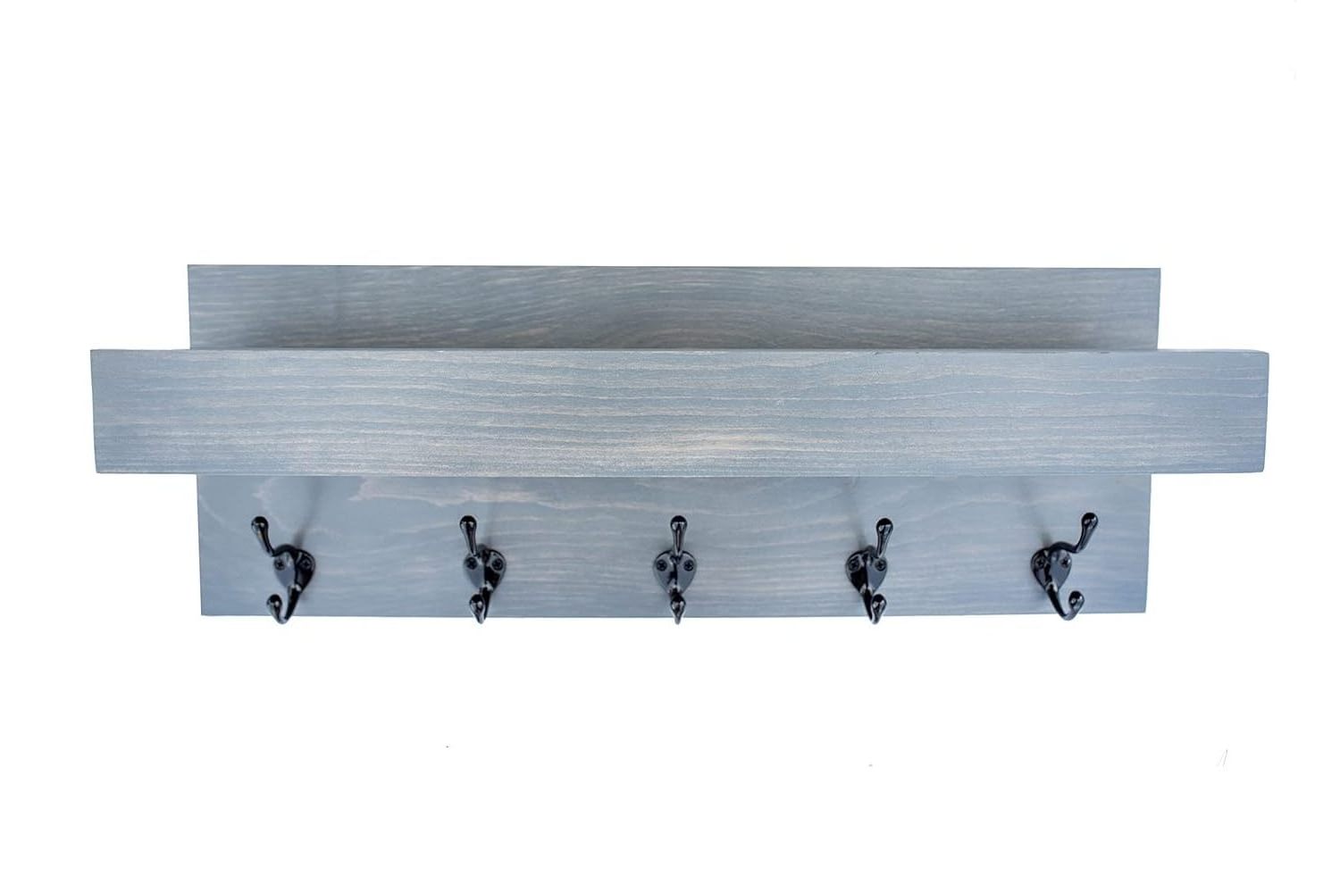 Farmhouse Decorative Wooden Rack Wall Mounted Vintage Gray wooden coat ...