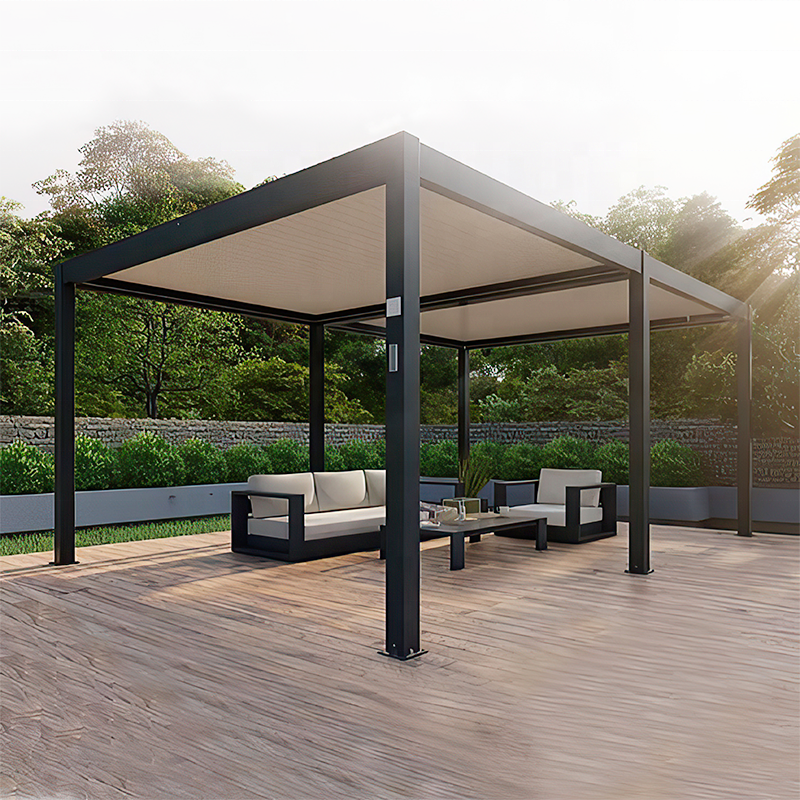 Garden bridge canopy outdoor gazebo louvered pergola roof diy grey ...