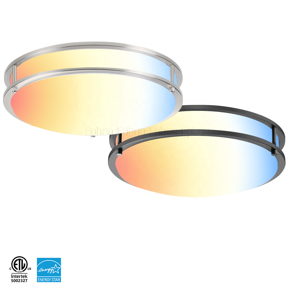 ETL Listed 5CCT Selectable 2700K 5000K LED Double Ring Flush Mount Ceiling Lights ...