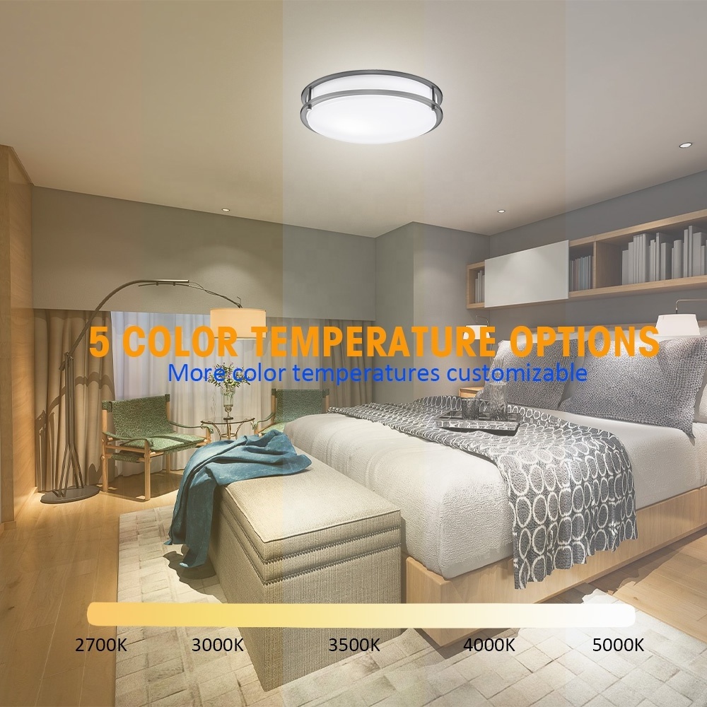 ETL Listed 5CCT Selectable 2700K 5000K LED Double Ring Flush Mount ...