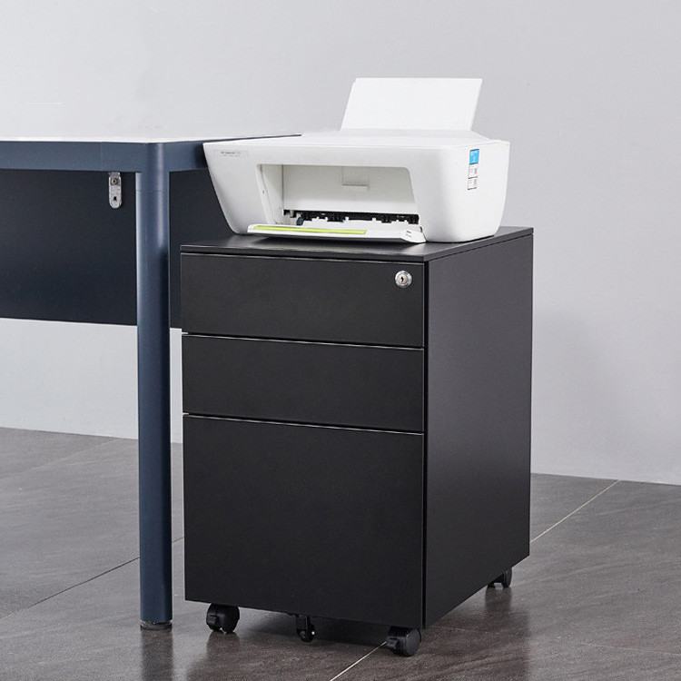 Office Equipment round edge steel 3 drawer mobile pedestal file storage ...