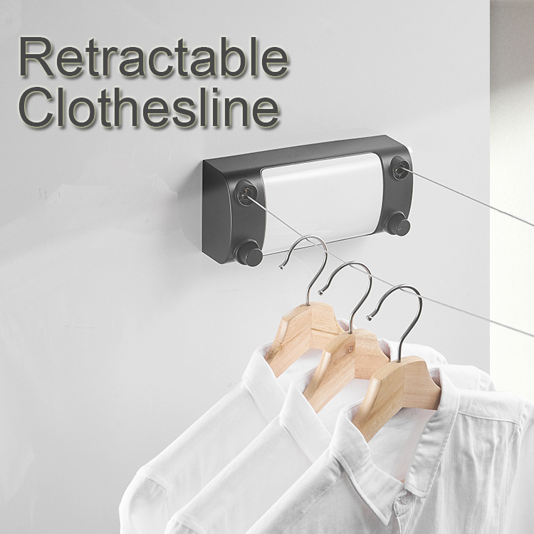 Retractable Clothesline Clothes Drying Rack Rope Storage Indoor Outdoor ...
