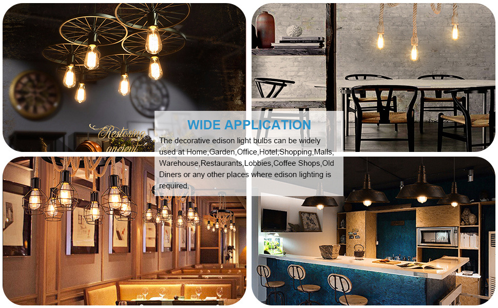 Vintage LED Edison Bulbs Non Dimmable Warm White Antique LED Filament ...