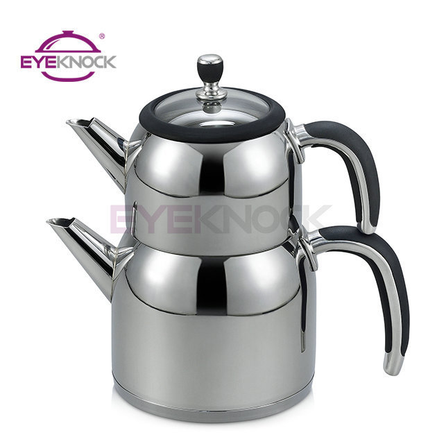 Stovetop Induction Double layers Tea Pot Kettle 18 10 Stainless Steel ...