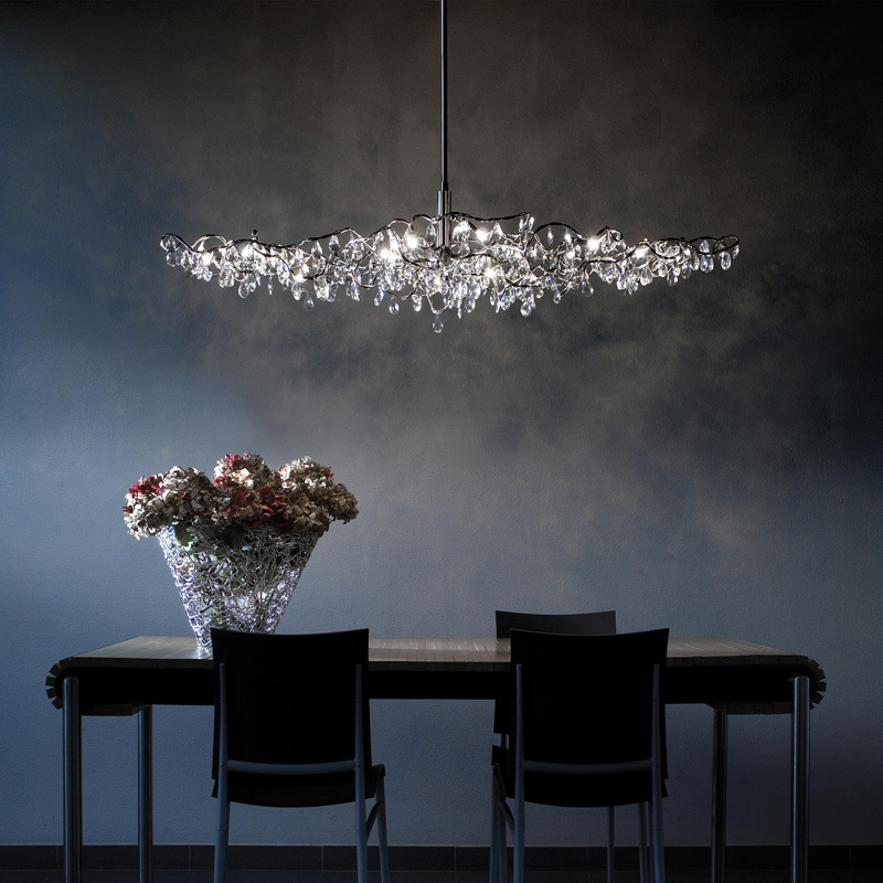Stainless Steel Rectangle Chandelier Crystal Pendant Lighting for ...