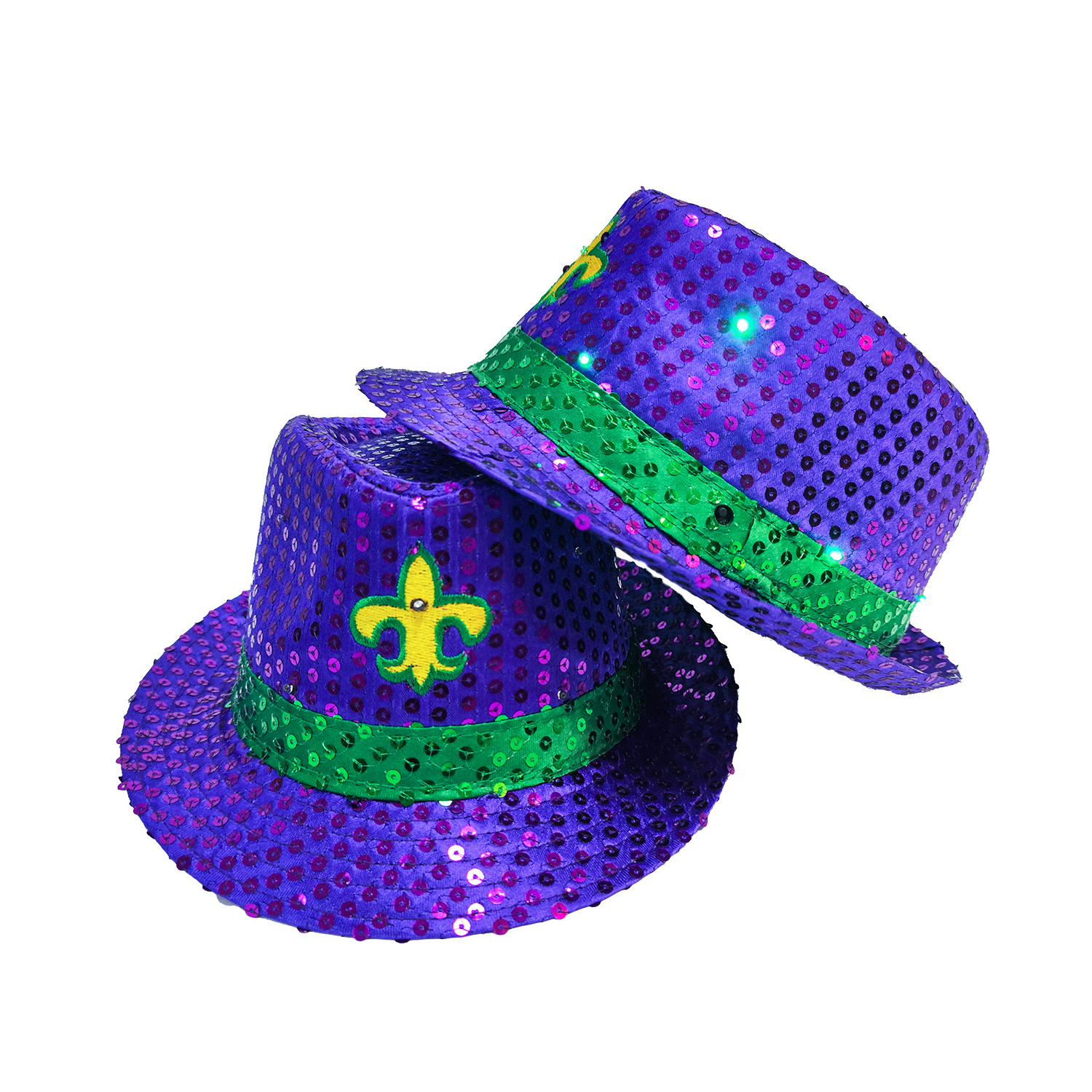 Mardi Gras Color Blast LED Hat Adjustable One Size Light Show Headgear ...