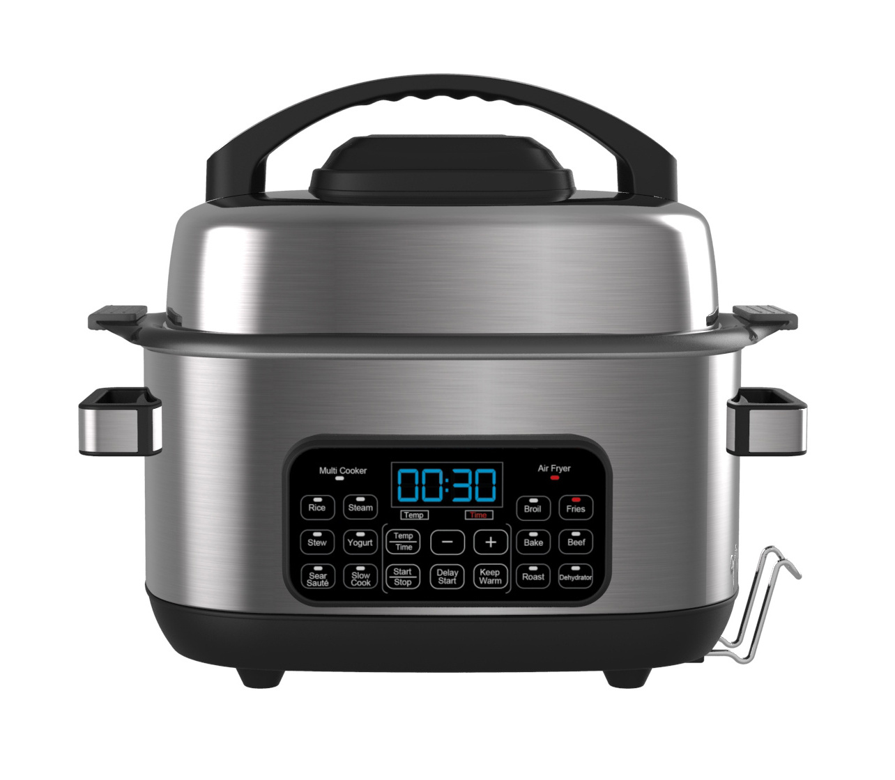 2021 multi cooker stainless steel 6L air fryer with broil roast bake ...