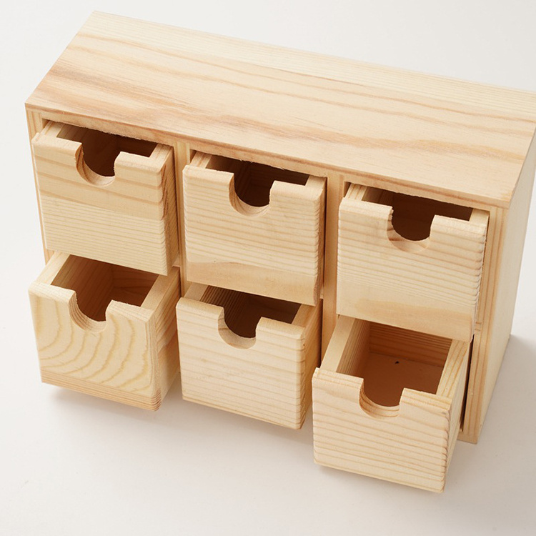 rustic wood desktop organizer unfinished wood jewelry box with drawers ...