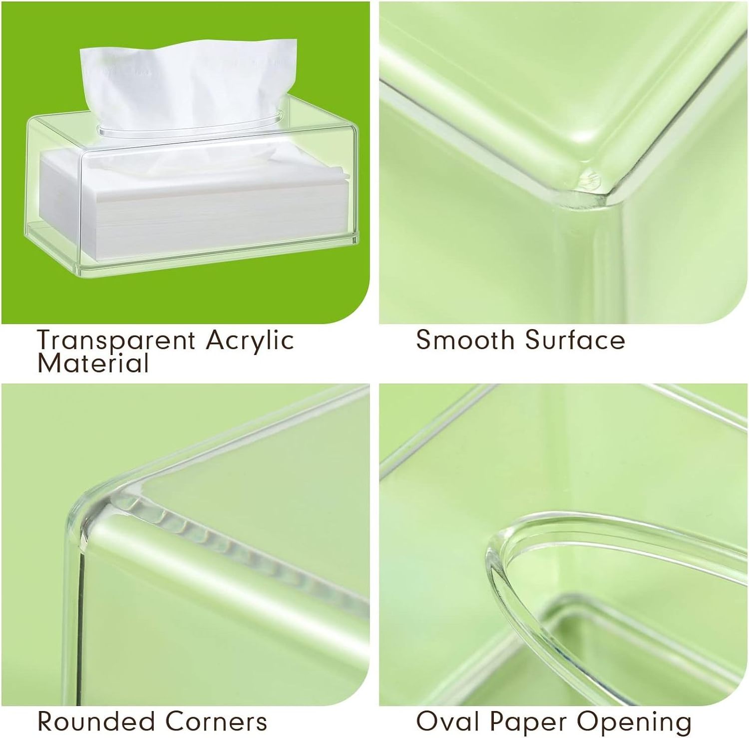 Acrylic Tissue Box Cover Rectangular Clear Tissue Holder Dispenser Facial Tissue Holders for ...