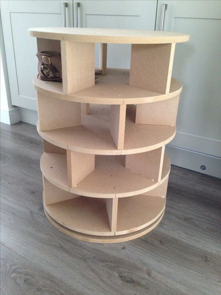 Custom MDF Rotating Shoe Rack Designs Wood Fittings Manufacturer ...