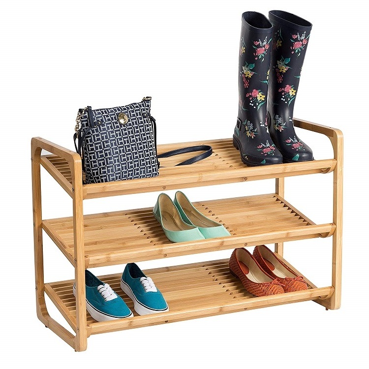 Custom 3 Tiers Bamboo Shoe Rack Storage Holders Boot Organizer Stand ...