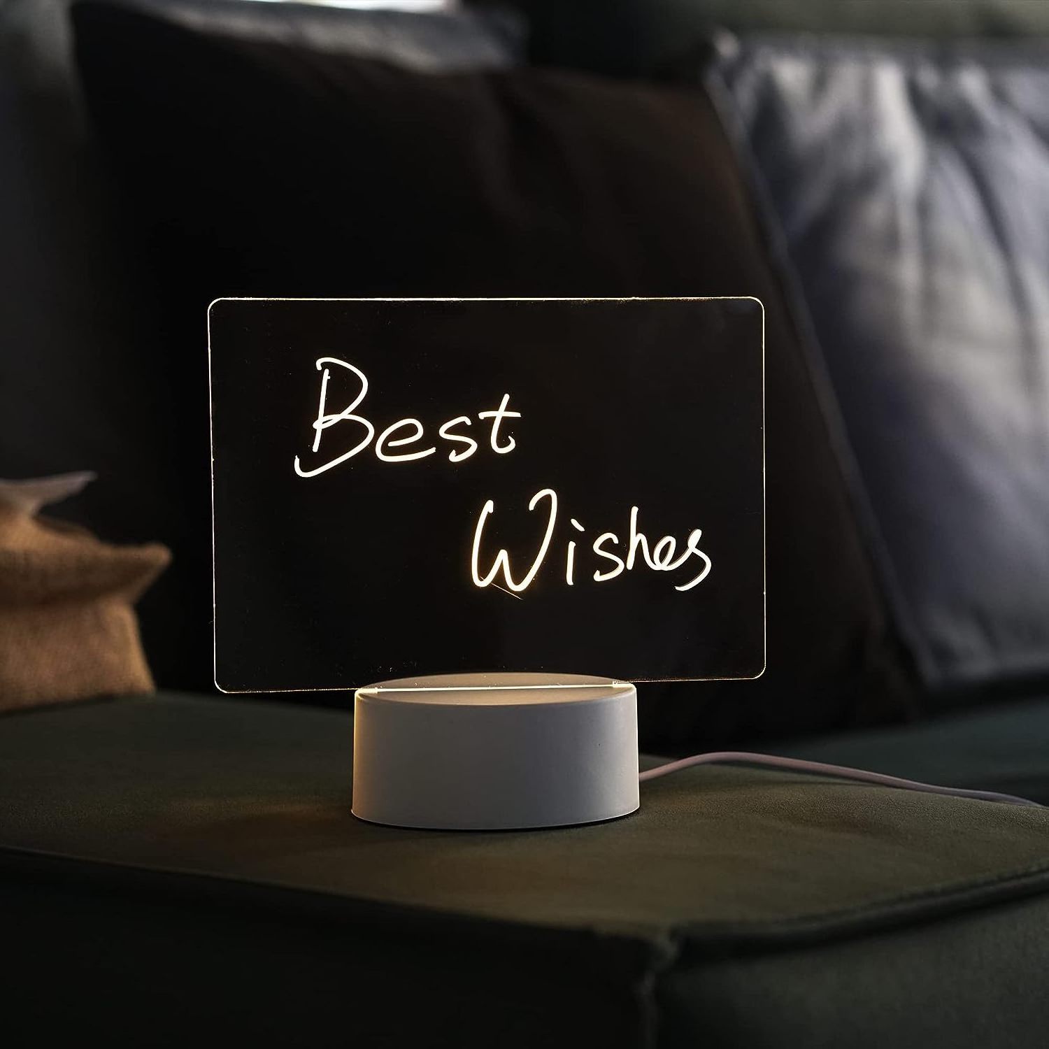 LED Note Board Dry Erase Board with Stand Glow Memo LED Letter Message ...