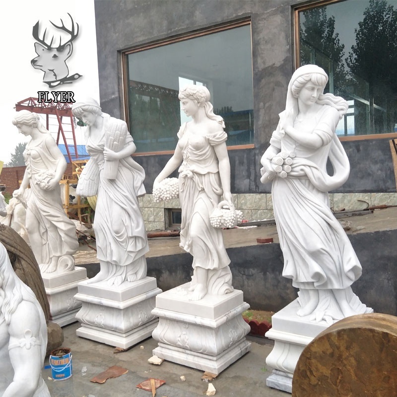Hand Carved White Marble Lady Statue Western Figure Three Grace Women ...