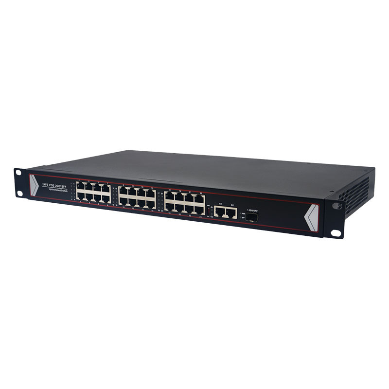 10/100Mbps 24 Port PoE Switch With 2 Gigabit Uplink 1 SFP 48V 260W ...