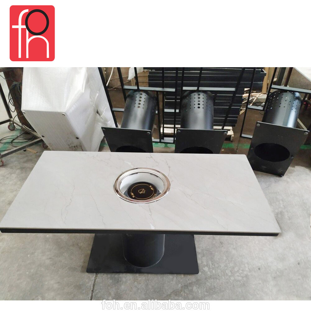 High end restaurant furniture round hot pot bbq commercial grill custom ...