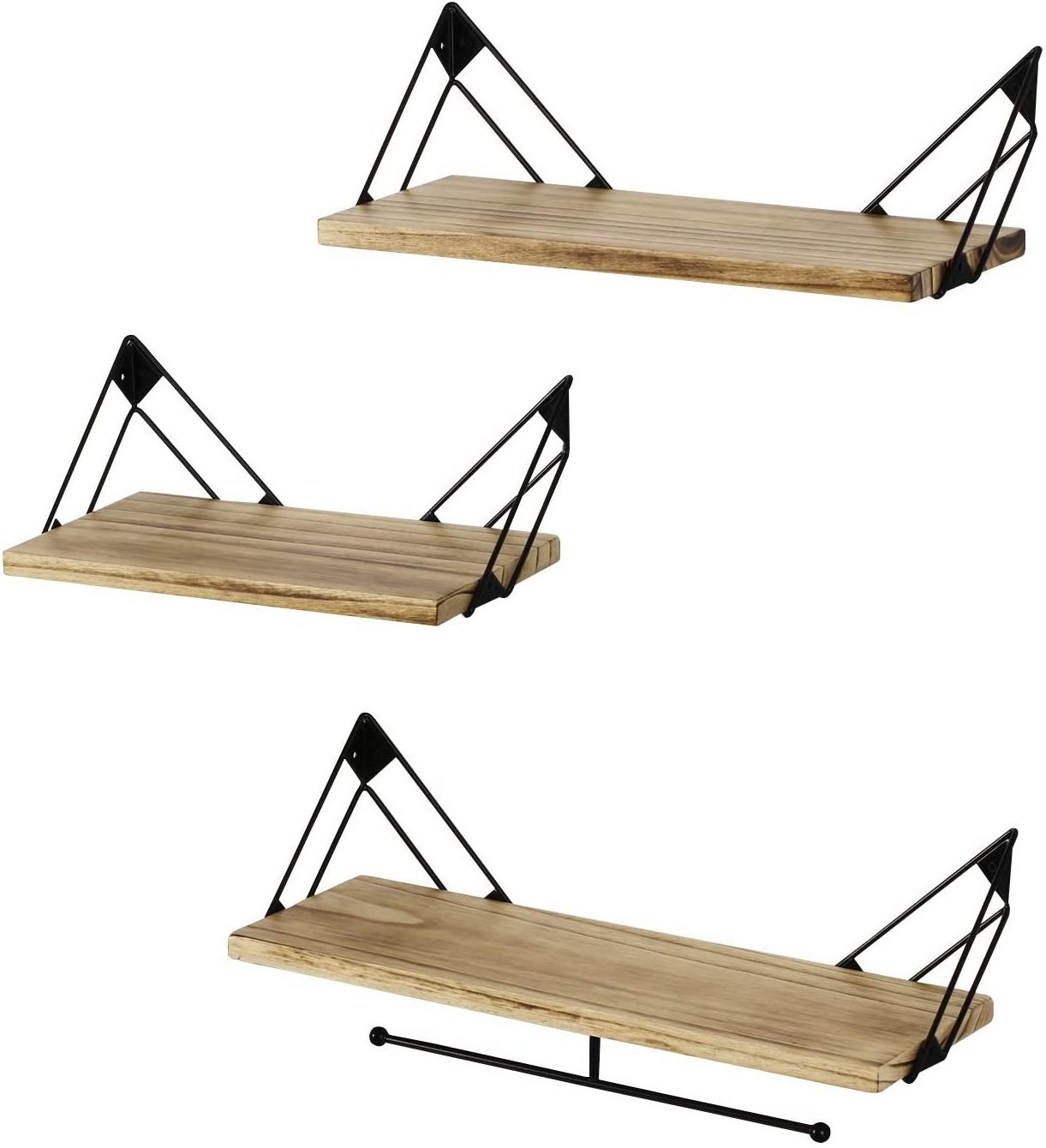 Floating Shelf Wall Mounted Set of 3 Rustic Wood Wall Storage Rack for ...