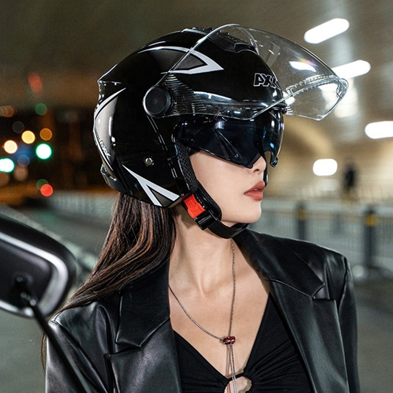 Motorcycle Helmet Chopper 3/4 Open Face Vintage Moto Helmet Men Women ...