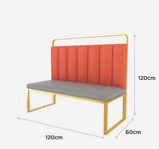 light luxury Custom metal leather seat restaurant booth seating orange ...