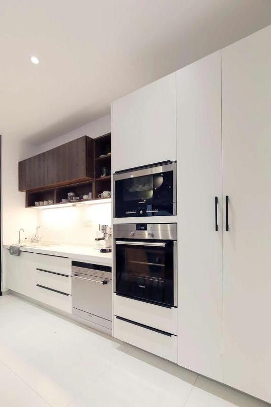 High Gloss Modern White Wall Cabinet Stainless Carcass Custom Stainless ...
