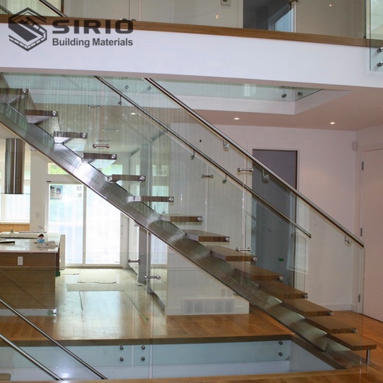 Stainless steel stairs indoor with beach treads wooden stair steps ...