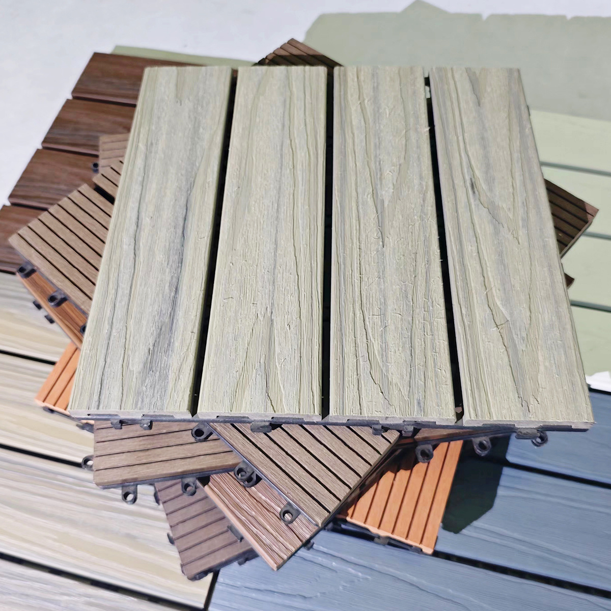 FOJU Outdoor Artificial Grass Balcony Garden Terrace Splicing Decking ...