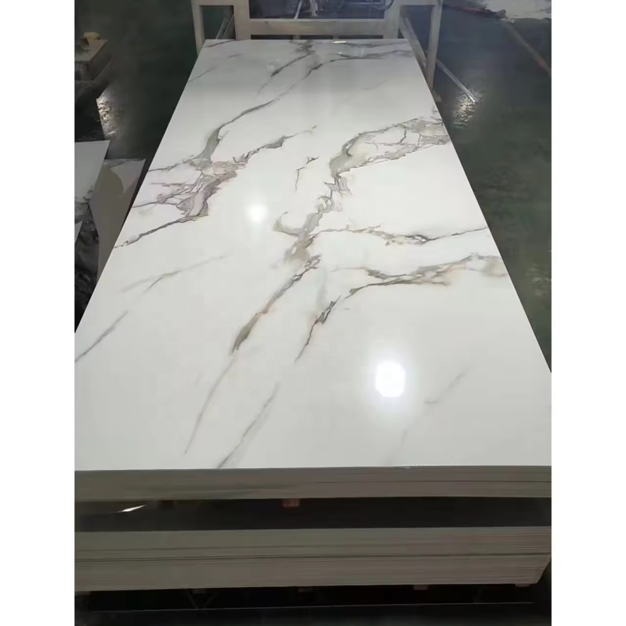 Interior decorative high glossy pvc plastic marble 3D UV marble sheet ...
