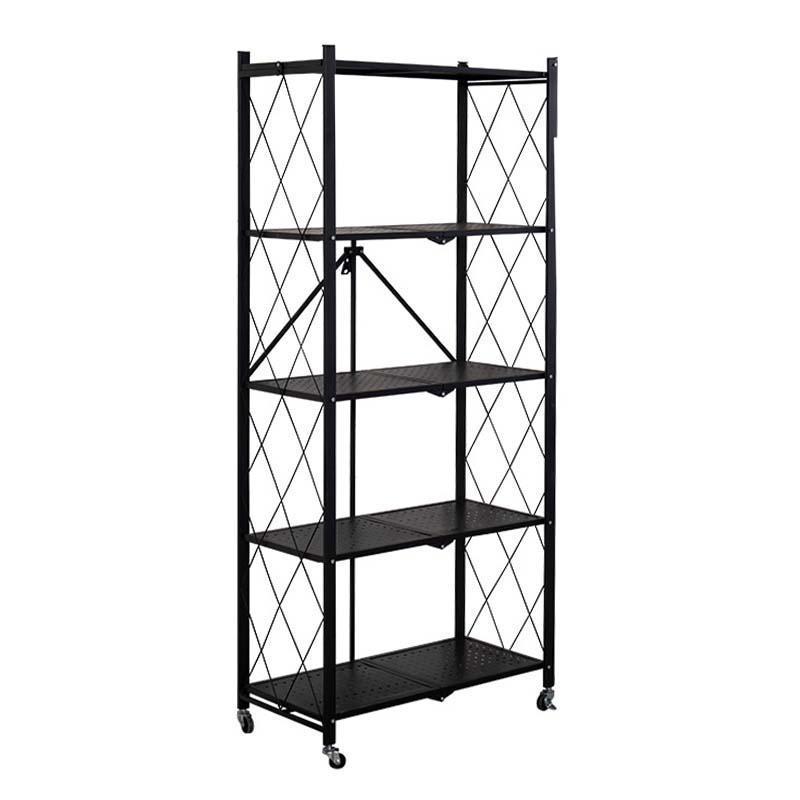 3 Tier Foldable Storage Shelf Rack With Wheels Kitchen Multipurpose ...