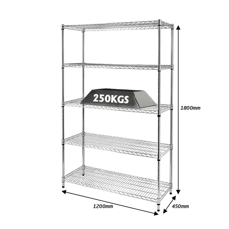 Multi Layer Commercial Chrome Wire Shelving Wire Mesh Metal Rack ...