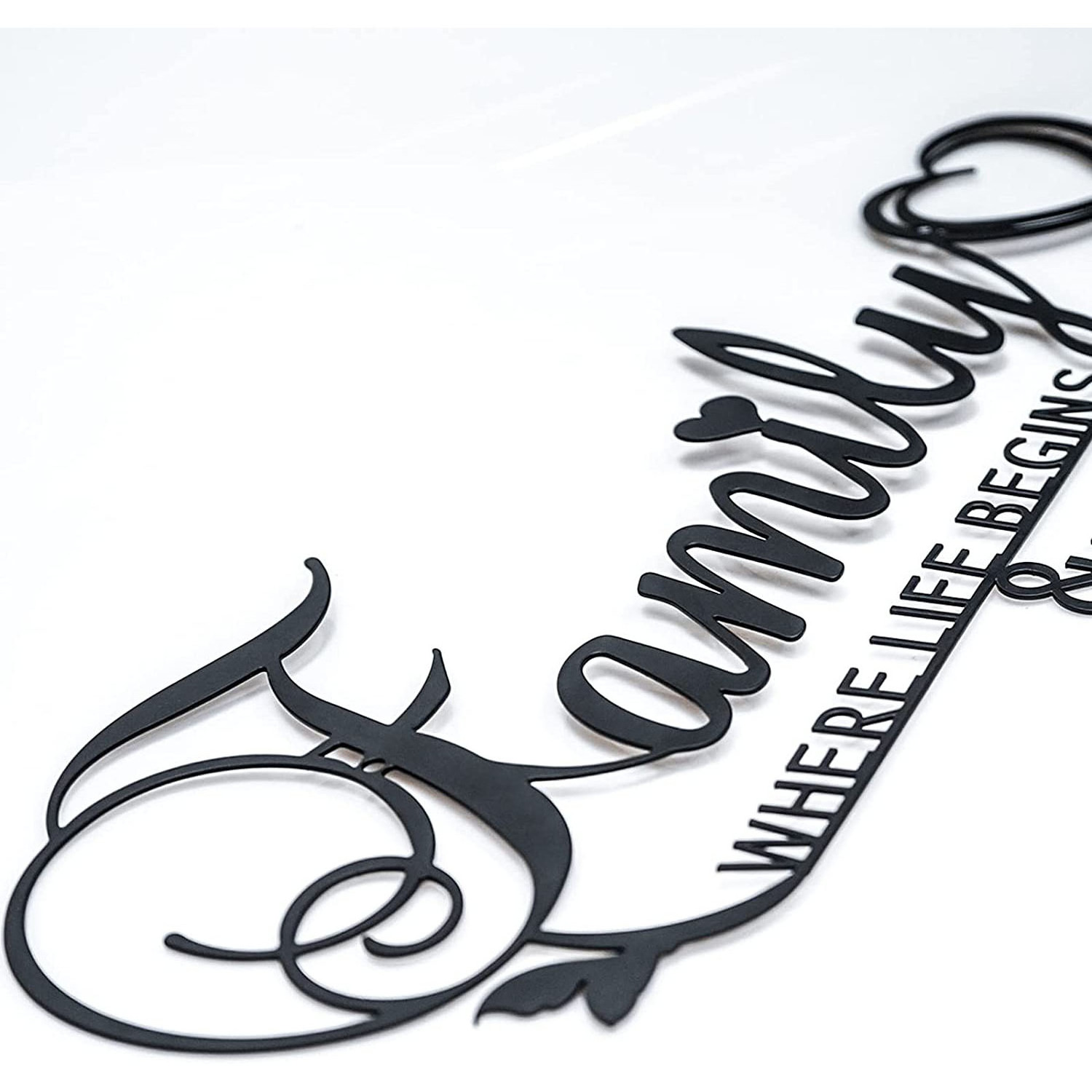 Family Sign Black Metal Wall Decor Letter Wall Art Metal Home Wall ...