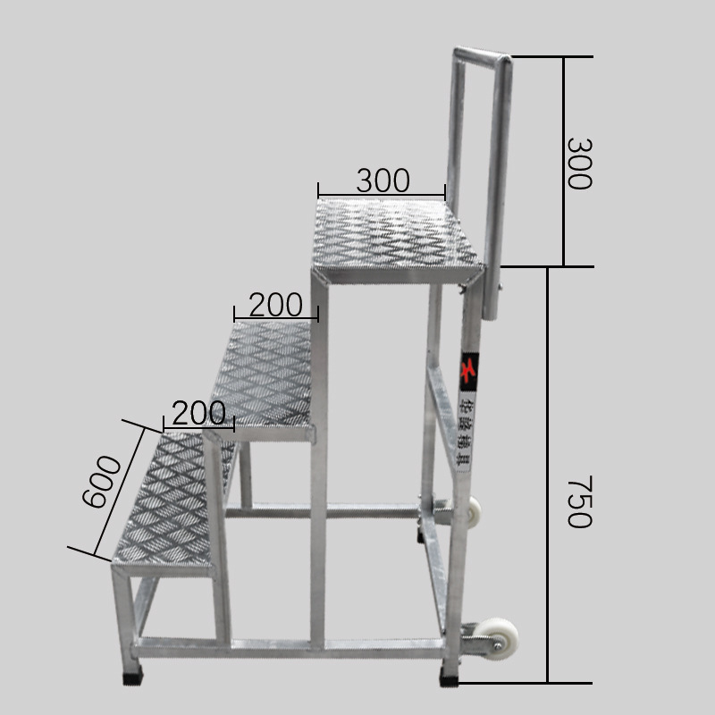 Aluminium alloy mobile working ladder warehouse two three step ladder ...