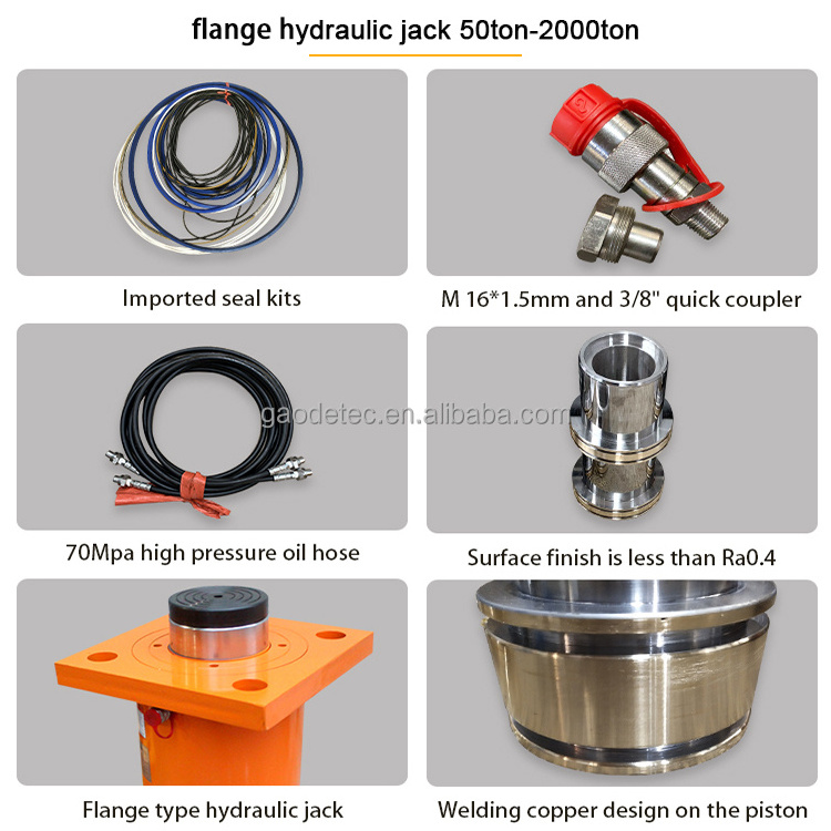 1000 ton 100-500 mm stroke double acting heavy duty flange cylinder ...