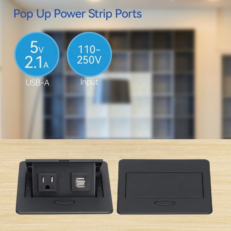 Flexible power worktop US usb pop up socket electrical black outlet ...