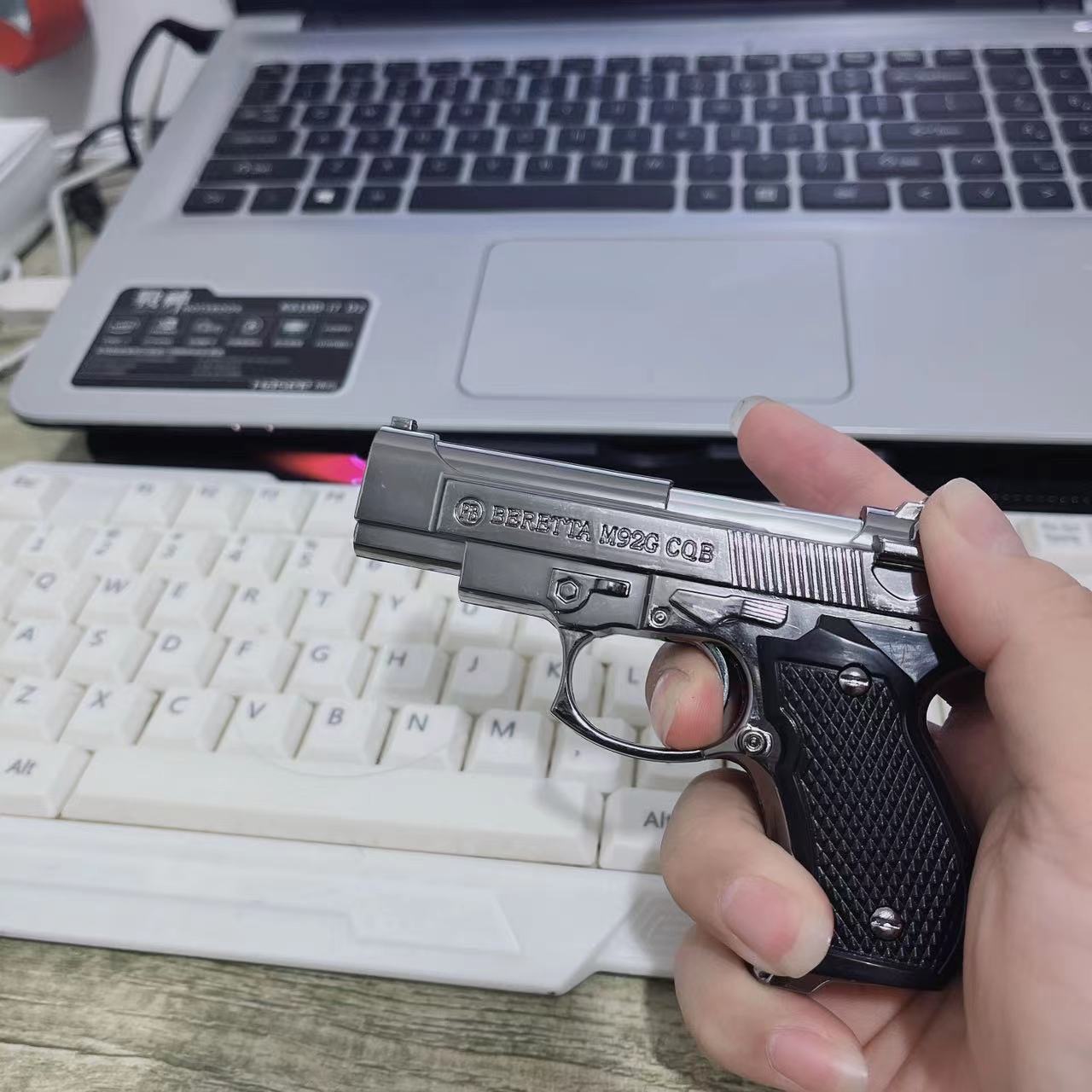 Creative funny outdoor windproof lighter metal gun shaped 9mm pistol ...