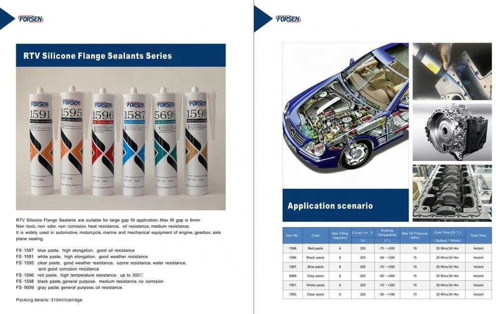 Heat Resistant Silicone Sealant Adhesive fire proof HI TEMP 310 ML tube package for auto parts ...