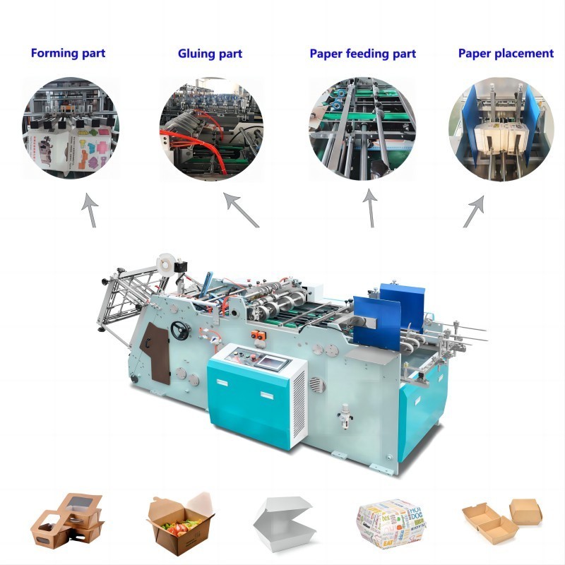 High Speed Full Automatic Pizza Hamburg Kraft Paper Lunch Box Making ...