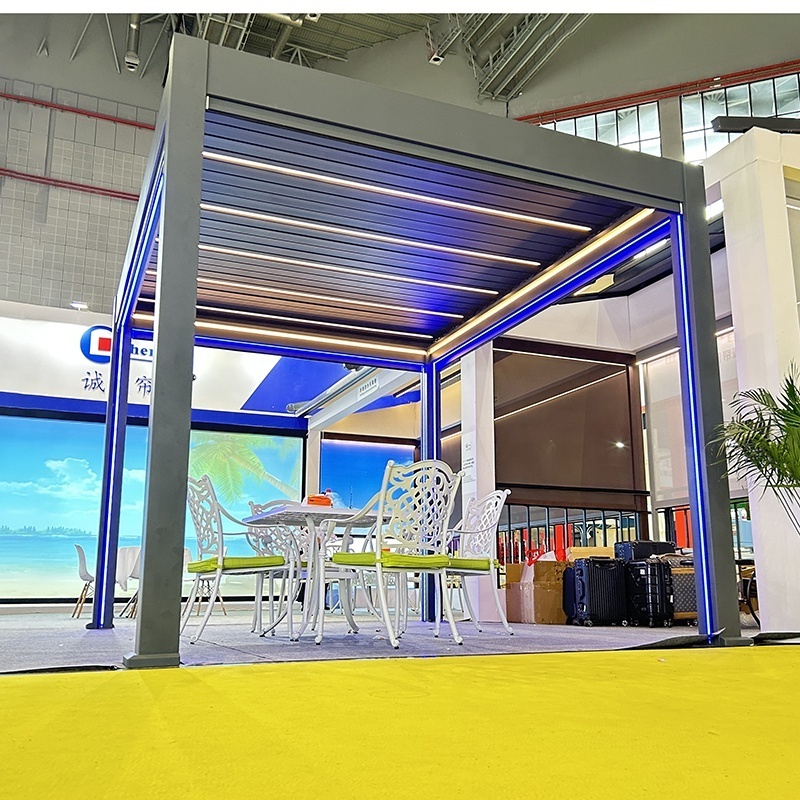 European style Outdoor Patio Pergola Waterproof Motorized Gazebo With ...