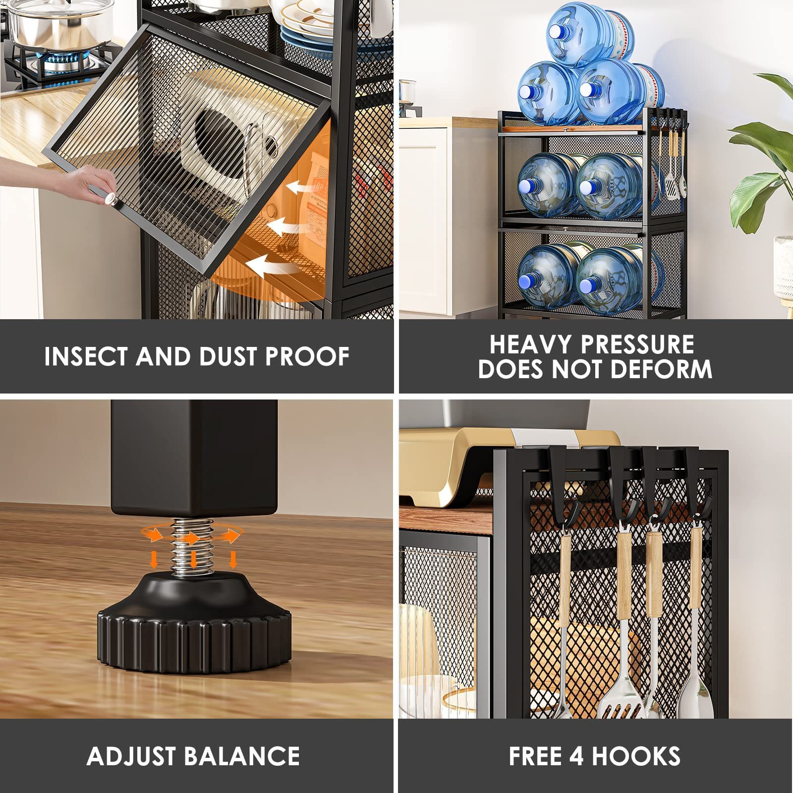 4/5 Tier Metal Kitchen Organizer Shelf Microwave Storage Rack with ...