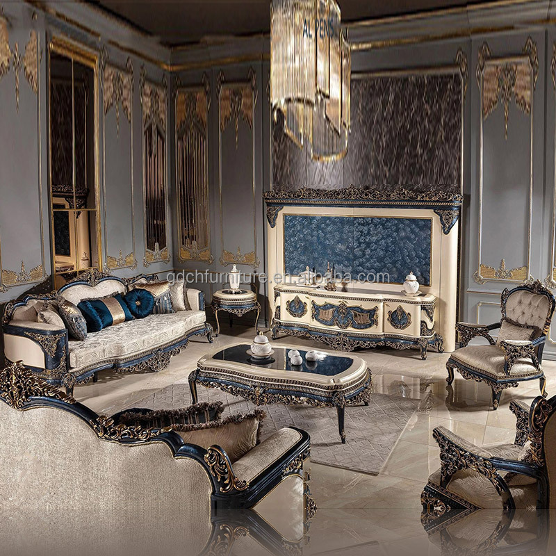 European Classic Style luxury high end fabric sofa sets solid wood frame living room furniture wooden sofa BestSuppliers
